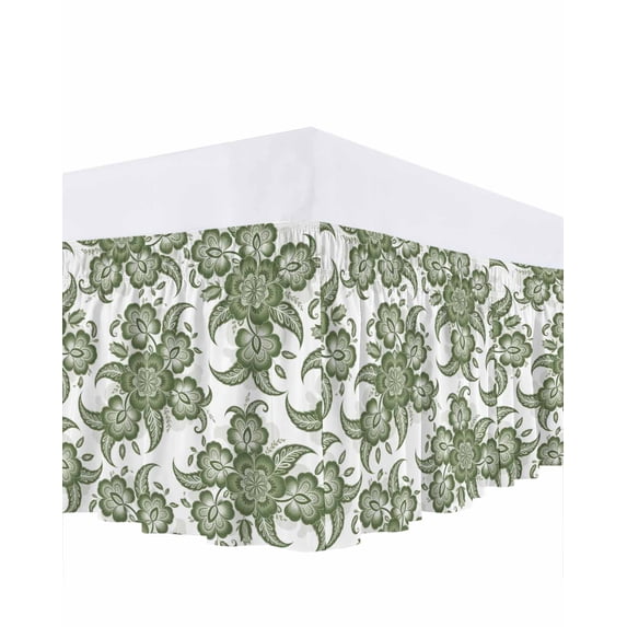 Abstract Paisley Pattern Bed Skirt King Size 18 Inch Drop, Retro Green ...