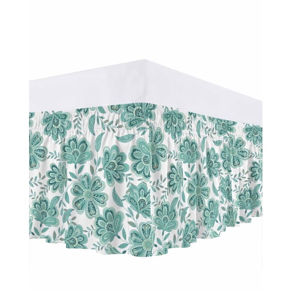 Abstract Paisley Pattern Bed Skirt Queen Size 16 Inch Drop, Retro Green ...