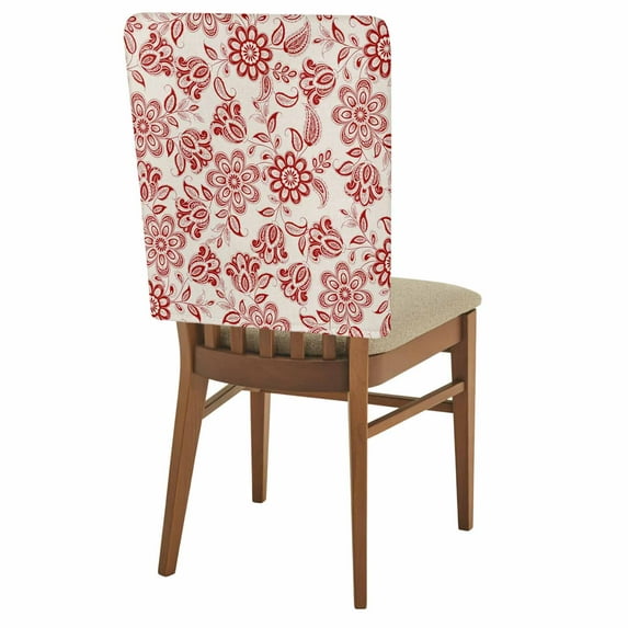 Abstract Paisley Pattern Chair Back Covers Set of 1, Retro Ethnic Red ...