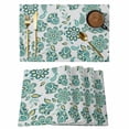 Abstract Paisley Pattern Cotton Linen Placemats Set of 12, Retro Green ...