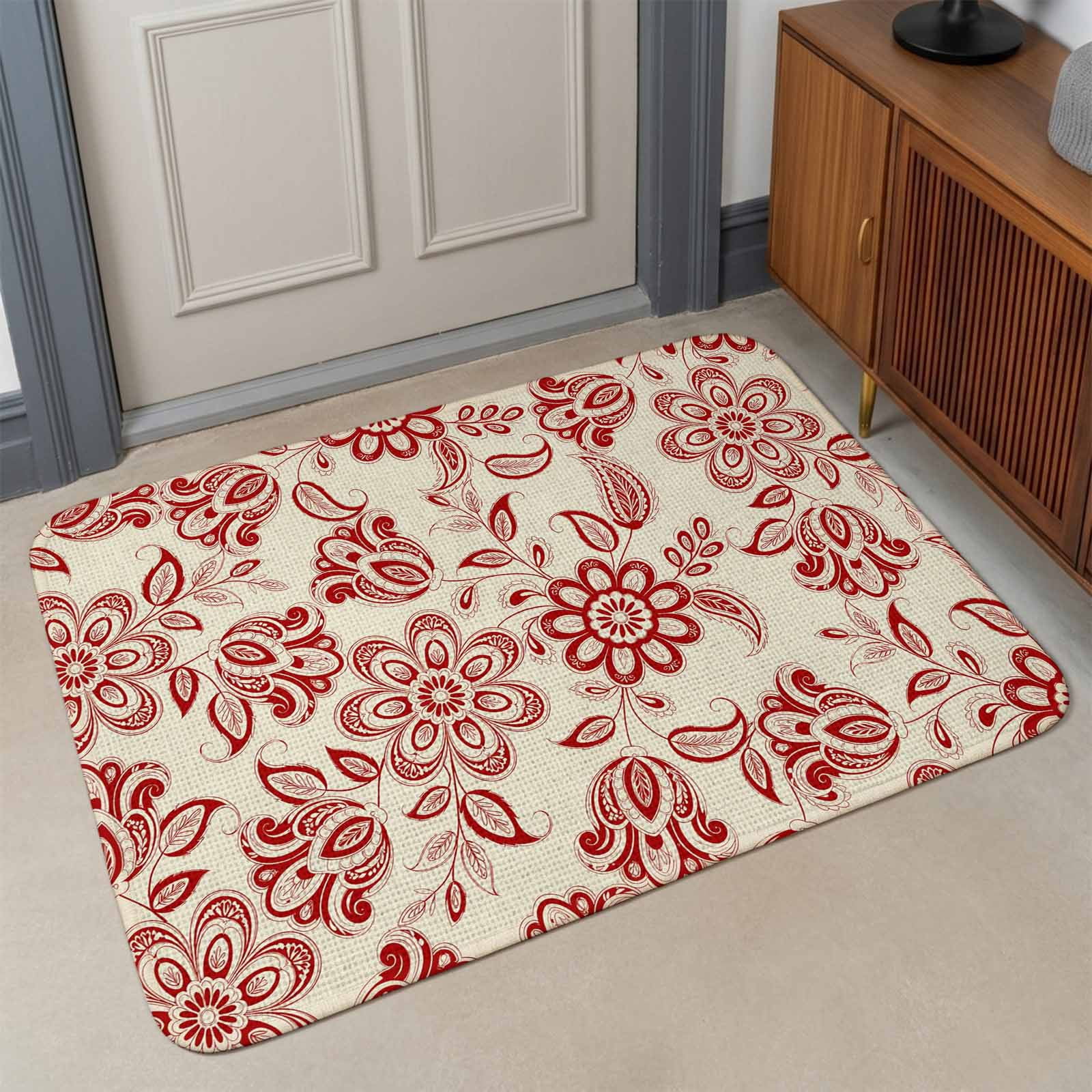 Abstract Paisley Pattern Front Door Mat Indoor Entrance, Retro Ethnic ...