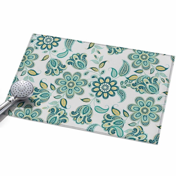 Abstract Paisley Pattern Front Door Rugs 2x3ft Retro Green Ethnic ...