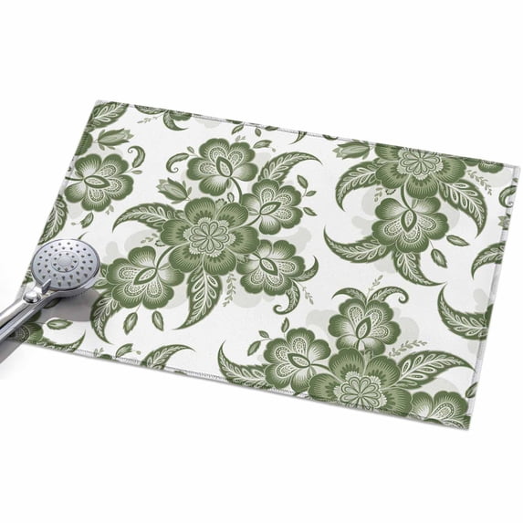Abstract Paisley Pattern Front Door Rugs 2x3ft Retro Green Ethnic ...