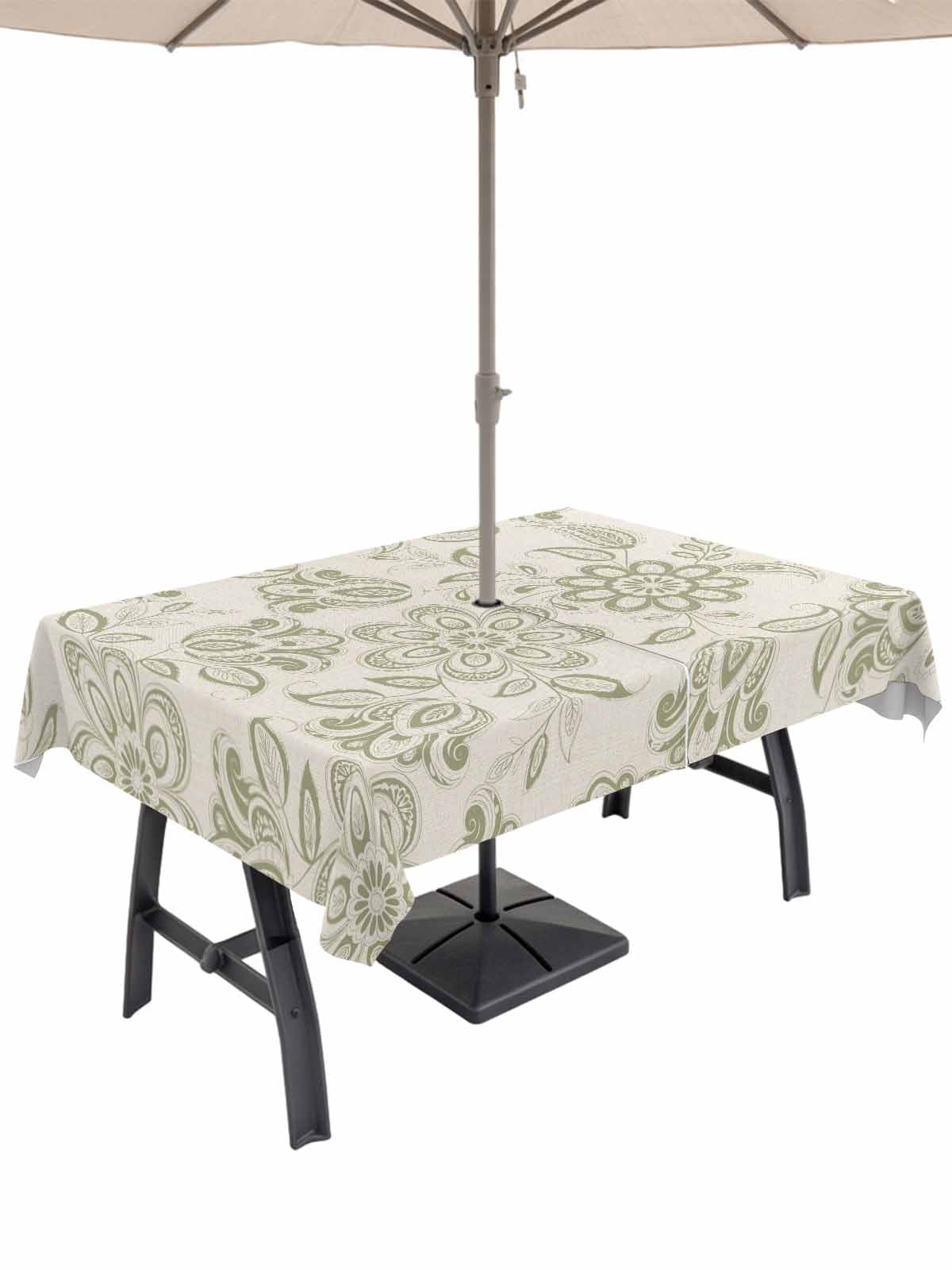 Abstract Paisley Pattern Rectangle Outdoor Tablecloth with Umbrella ...