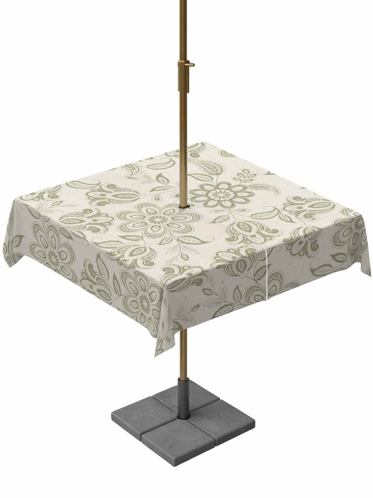 Abstract Paisley Pattern Square Outdoor Tablecloth with Umbrella Hole ...