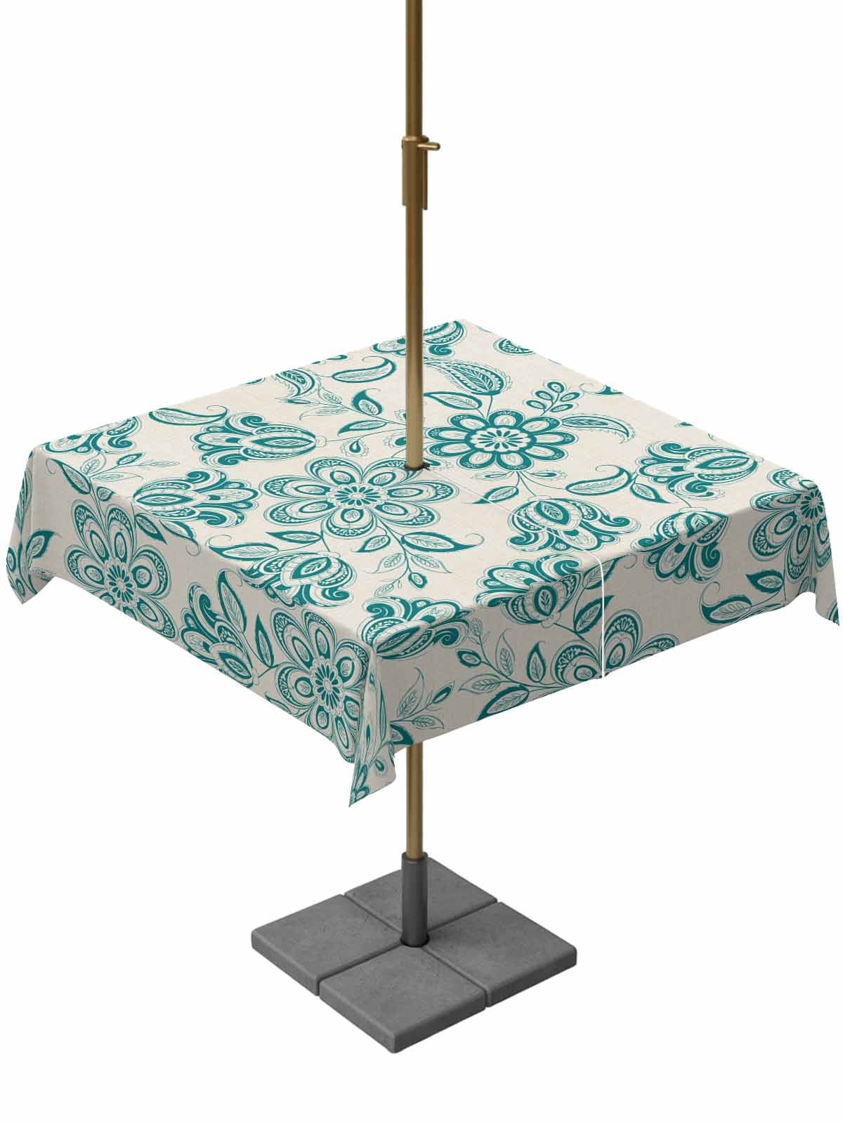Abstract Paisley Pattern Square Outdoor Tablecloth with Umbrella Hole ...