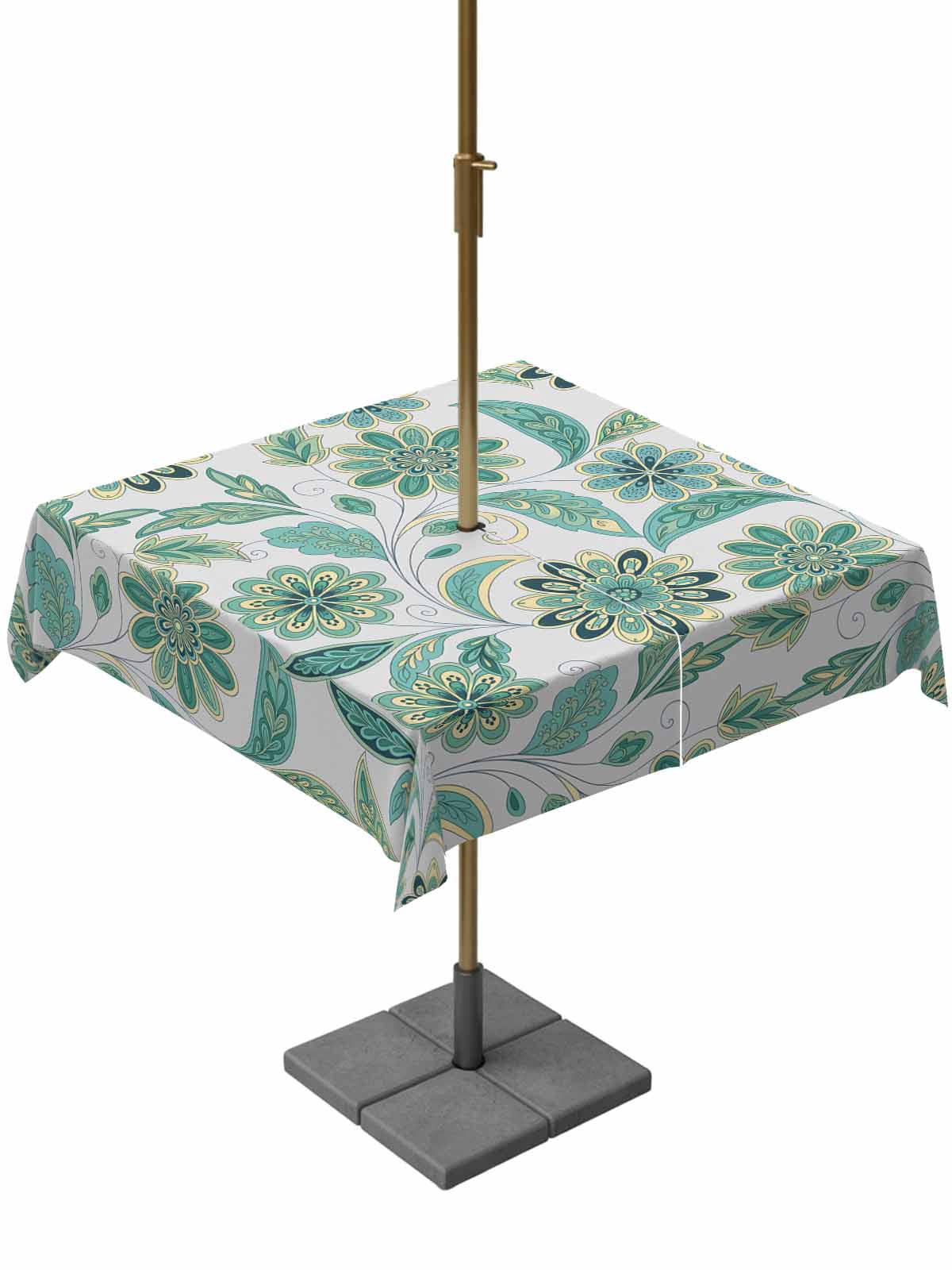 Abstract Paisley Pattern Square Outdoor Tablecloth with Umbrella Hole ...