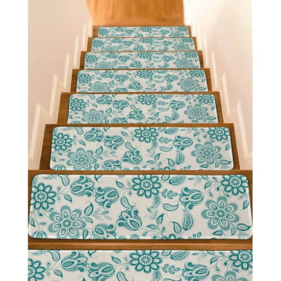 Abstract Paisley Pattern Stair Treads Non Slip for Steps Vintage Ethnic ...