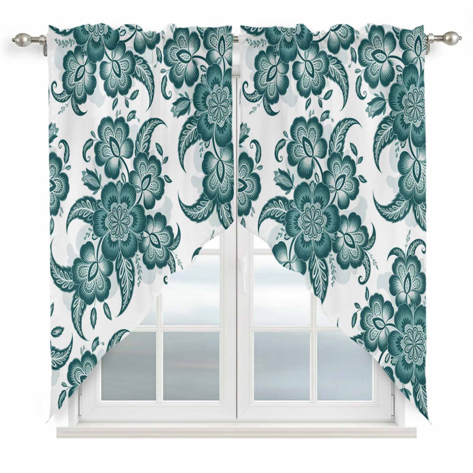 Abstract Paisley Pattern Swag Curtain Valance for Window 2 Panels Retro ...