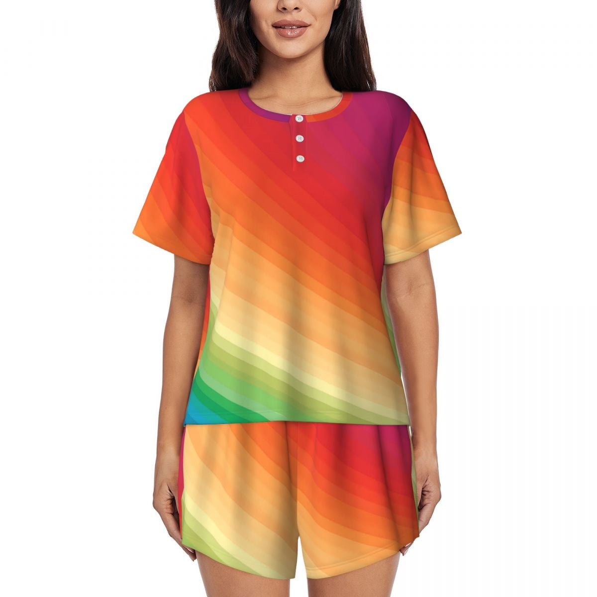 Abstract Pajamas Summer Two Piece Colorful Geometry Retro Pajamas Set ...