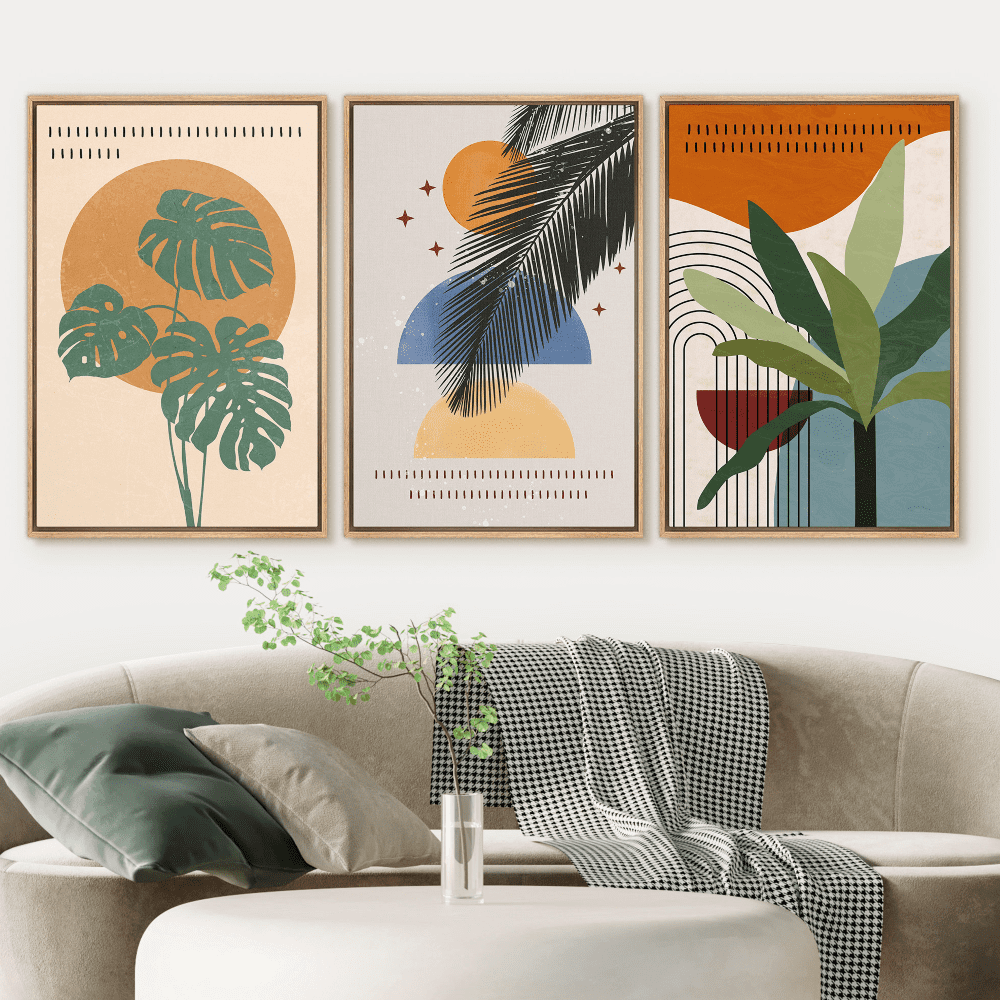 Abstract Palm Leaf Botanical Mid Century Boho Poster Set 3 Prints Set 3 ...
