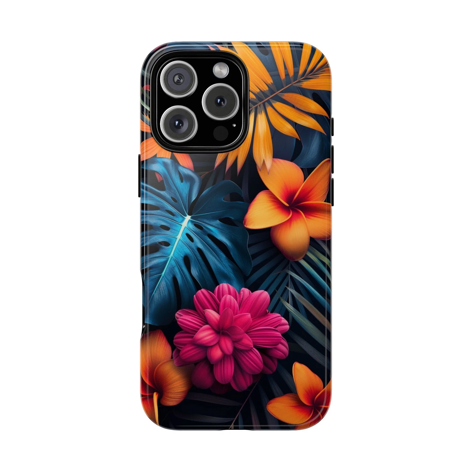 Abstract Palm Tropical Flowers Art Phone Case for iPhone 11 to 16 Pro ...