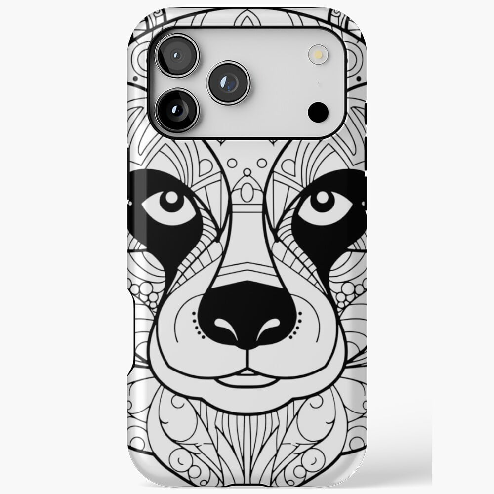 Abstract Panda Intricate Line Art Tough Case for iPhone 11 12 13 14 15 ...