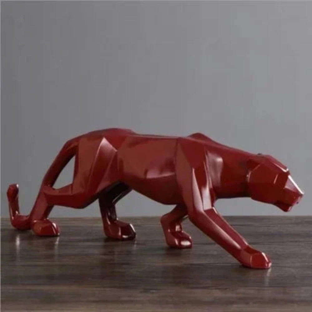 Abstract Panther Statue with Geometric Pattern Color: Red, Size: 17 ...