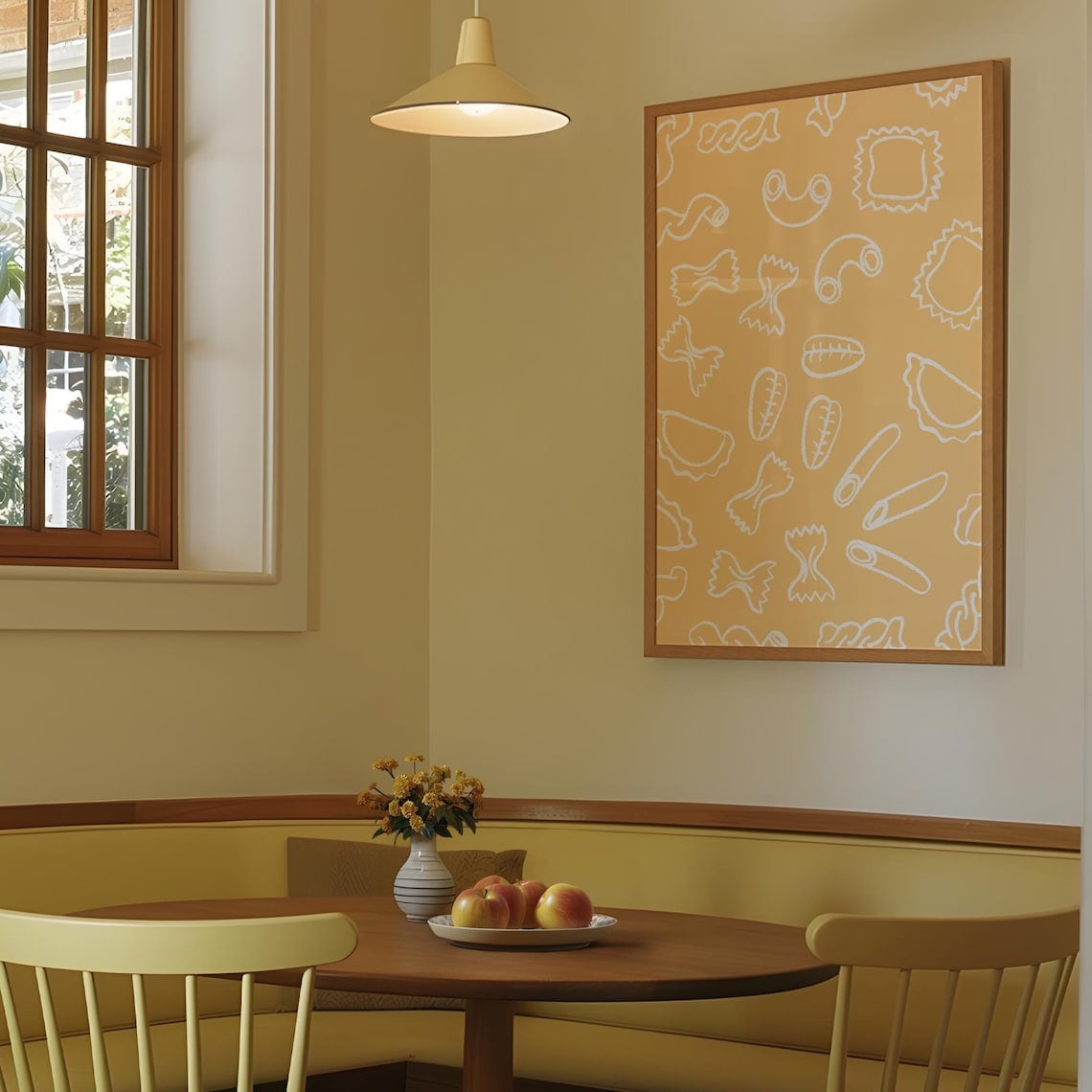 Abstract Pasta Pattern Wall Art - Playful Kitchen Decor, Pasta Shapes ...