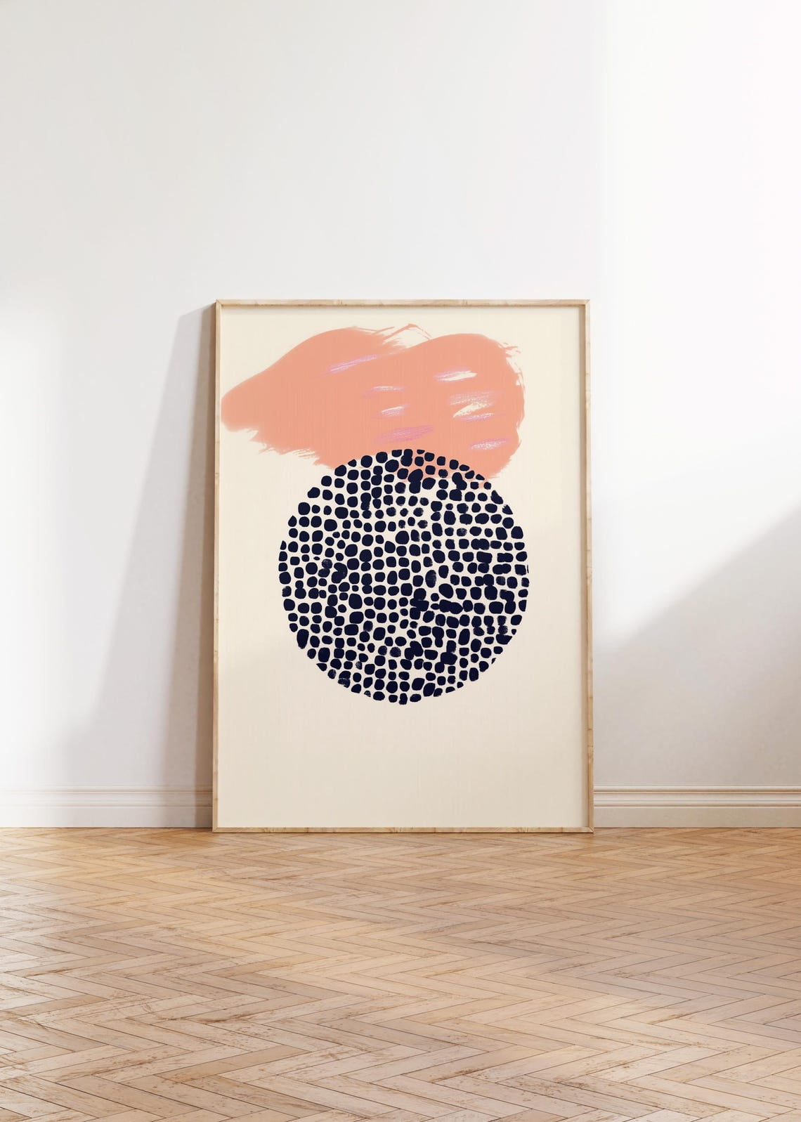 Abstract Pastel Dot Art, Dots Peach Color Print, Scandinavian Dot Art ...