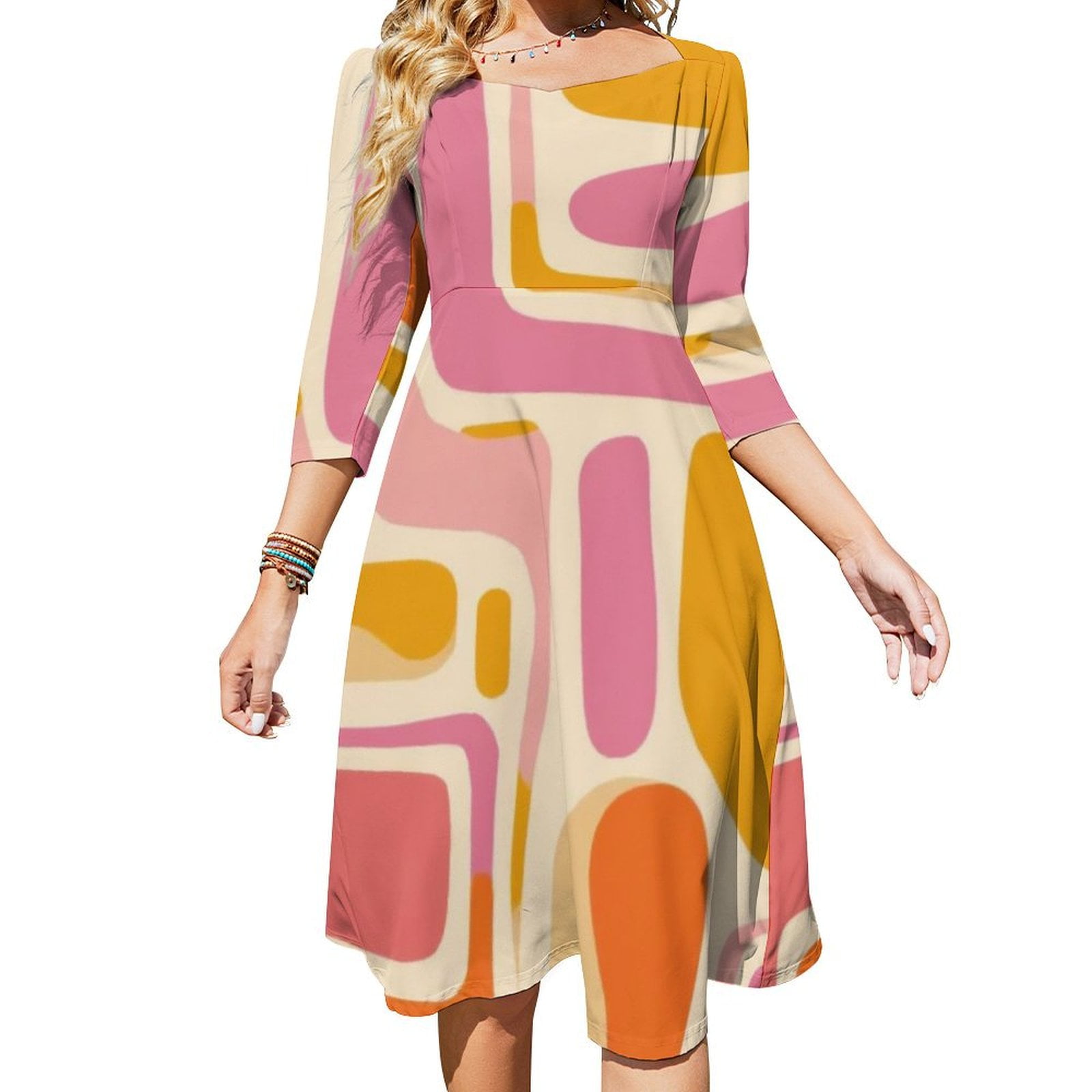 Abstract Pastel Geometric Pattern Dress Summer Dresses Woman Street ...