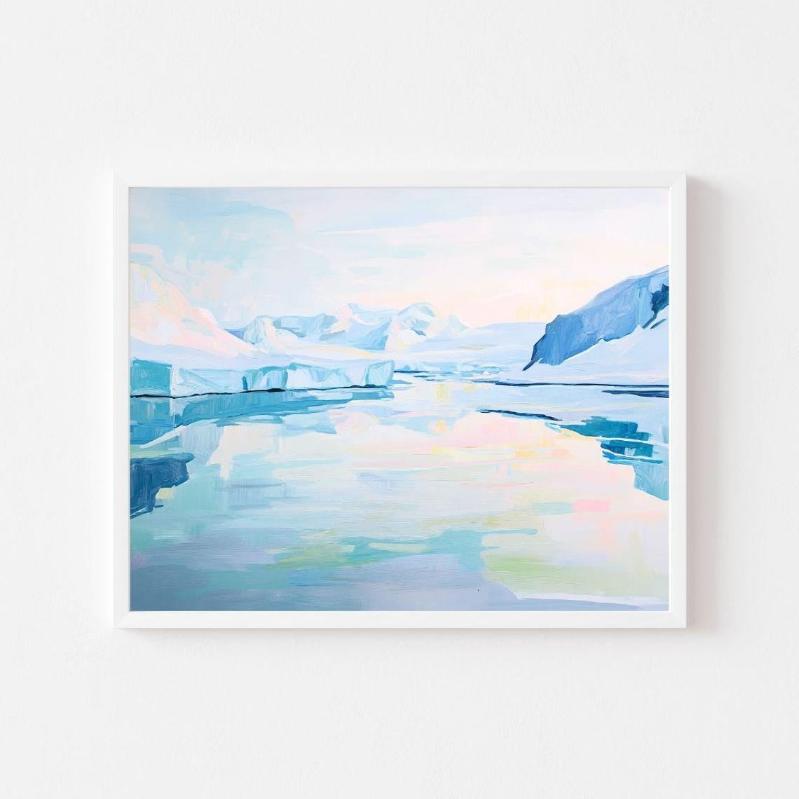 Abstract Pastel Glacier Painting Colorful Cold Landscape Wall Art Print ...