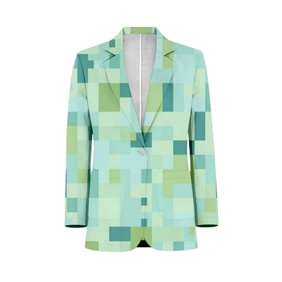 Abstract Pastel Green Square Pattern Mens Suits Shawl Collar Slim Fit ...