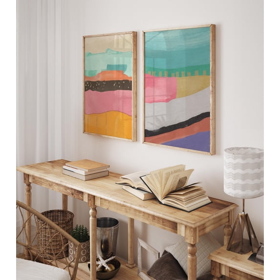 Abstract Pastel Landscape Prints Home Decor Office Wall Art Set 2 ...