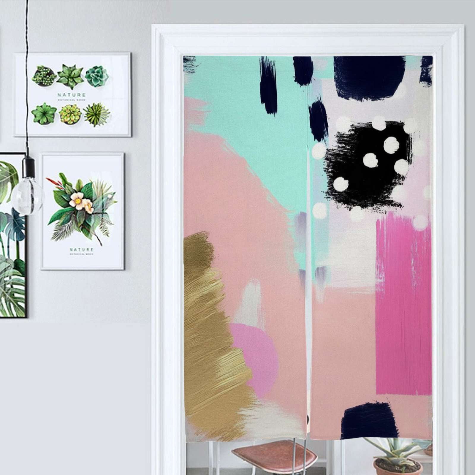 Abstract Pastel Paint Strokes Art Door Curtain Nordic Living Room ...