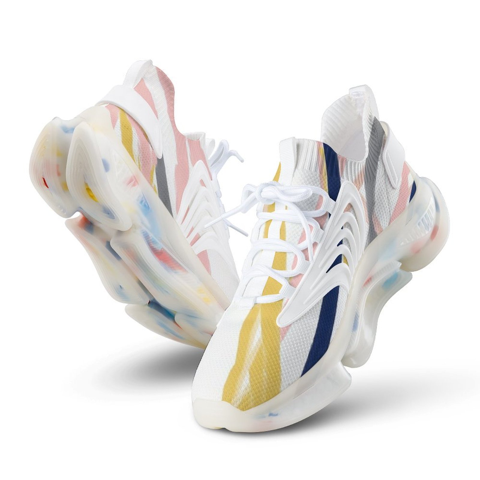 Abstract Pastel Painted Lines Art Walking Shoes for Men Woman ...