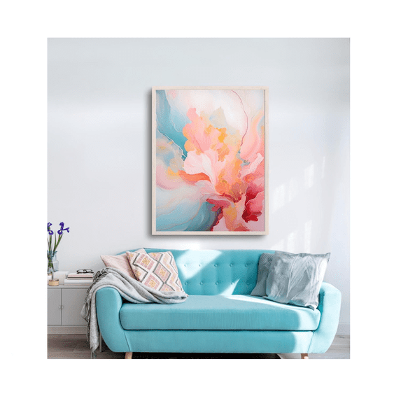 Abstract Pastel Pink Blue Modern Wall Art Poster Home Decor Office Wall ...