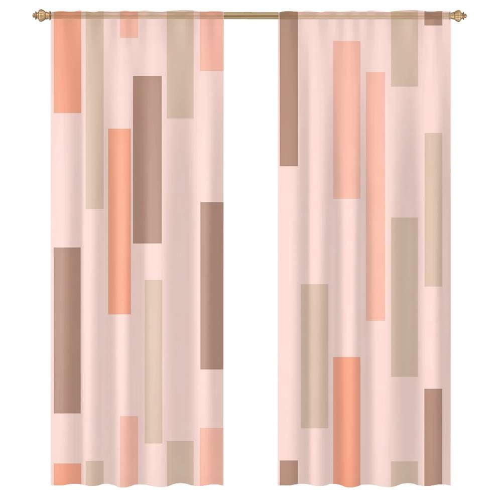 Abstract Pastel Rectangle Pattern Background Sheer Voile Curtain Window ...