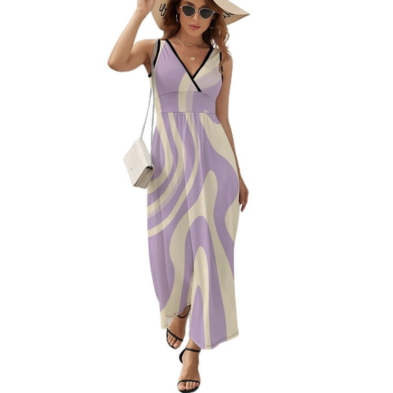Abstract Pastel Swirl Design Art Dress Fashion Boho Beach Long Dresses ...