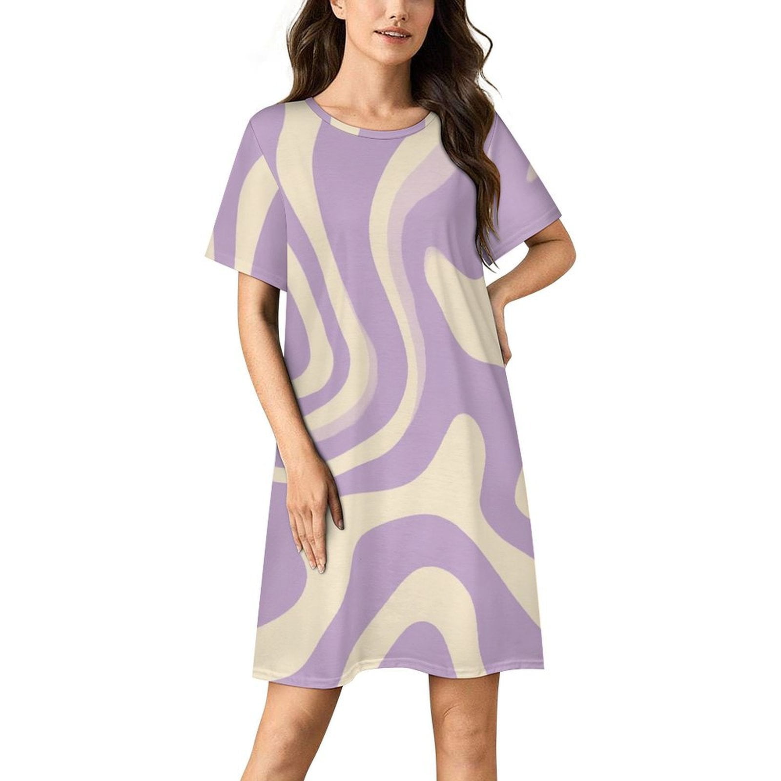 Abstract Pastel Swirl Design Art Women Nightgown Sleepwear Short ...