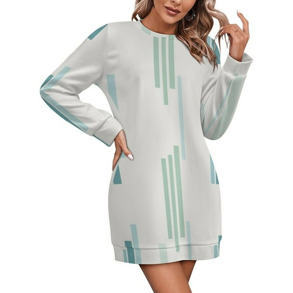 Abstract Pastel Vertical Line Pattern Women Elegant Long Sleeve Warm ...