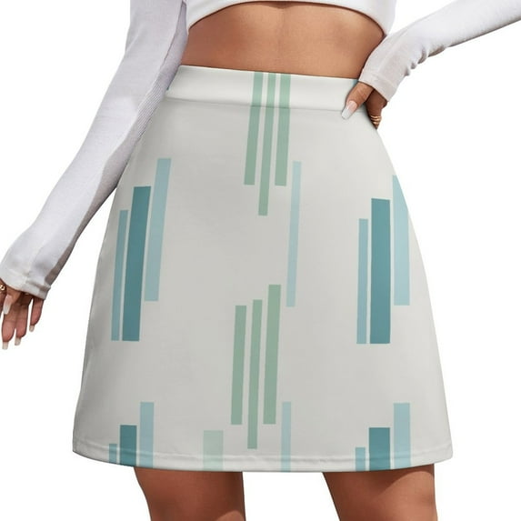 Abstract Pastel Vertical Line Pattern Women's High Waist Skirt Stretchy Casual Mini Skirt ...