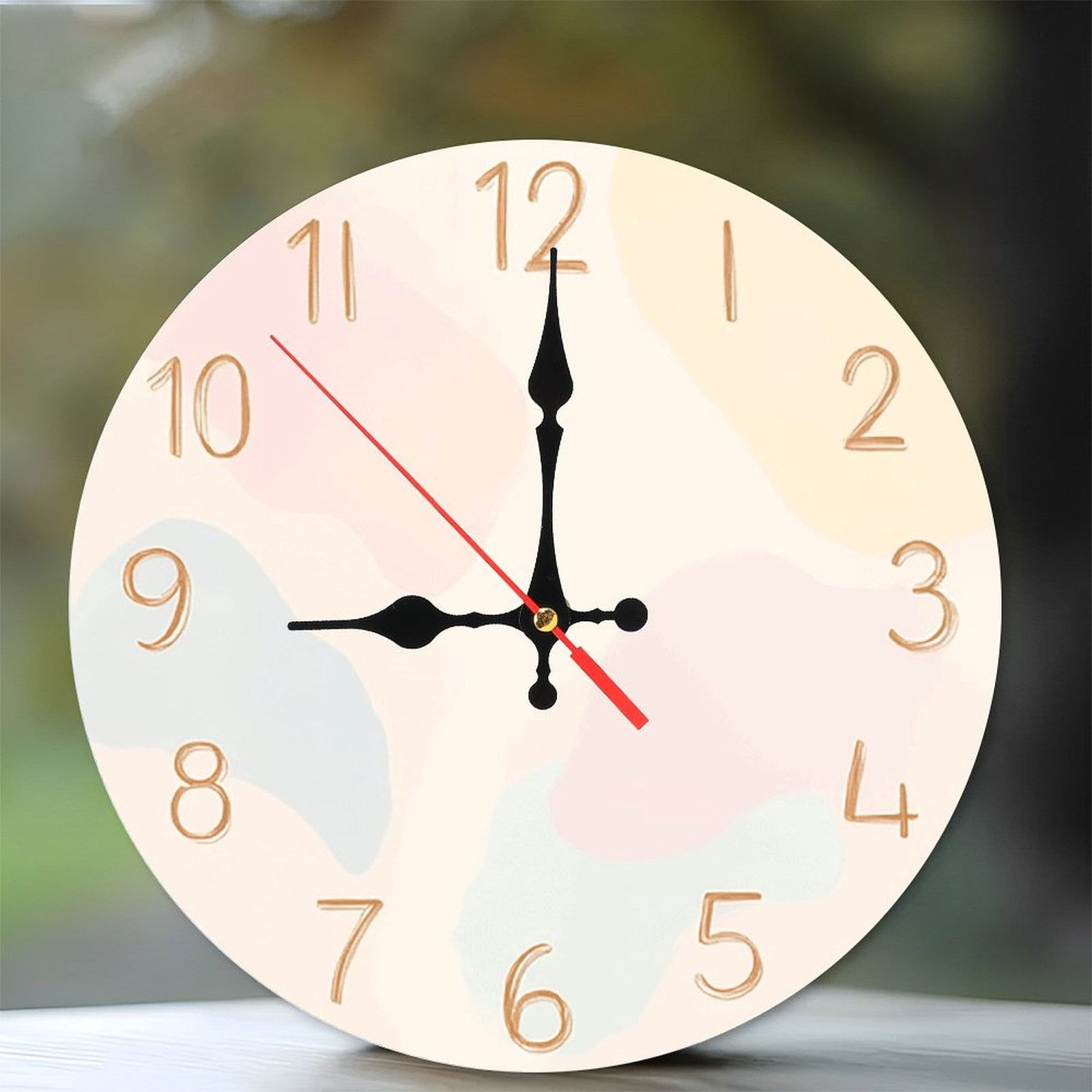 Abstract Pastel Wall Clock Home Decor 10-Inch Silent Wooden Wall Clock ...