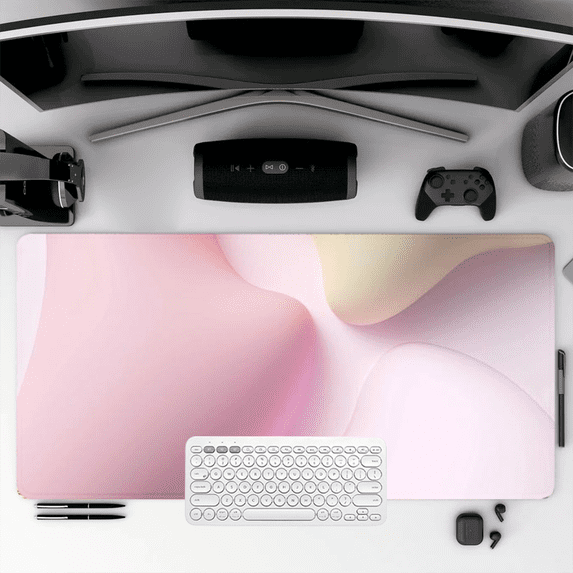 Abstract Pastel Wave Design Mouse Pad 35.4 x 15.8 Inches Rubber Desk ...