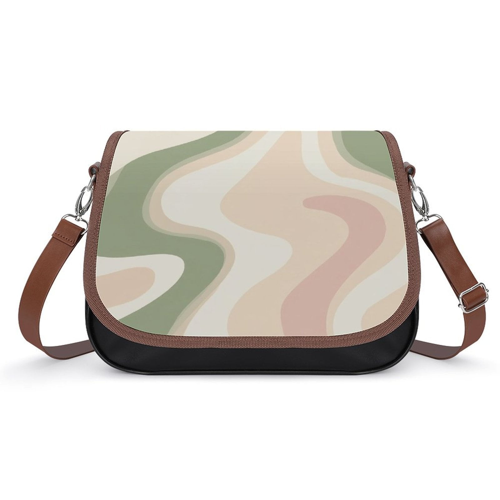 Abstract Pastel Wavy Design Vintage Crossbody Bag For Women Medium ...