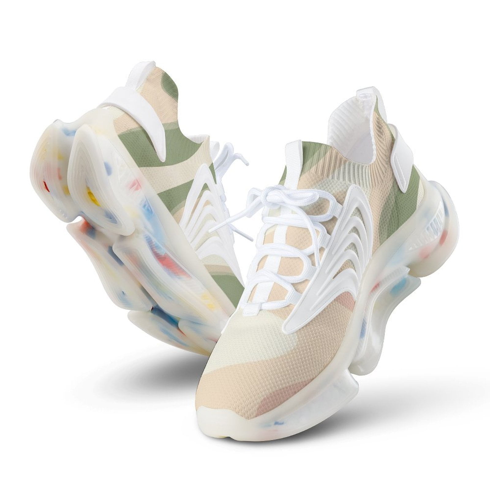 Abstract Pastel Wavy Design Walking Shoes for Men Woman Lightweight ...