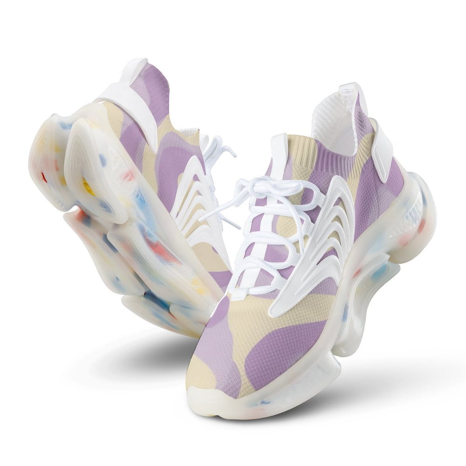 Abstract Pastel Wavy Design Walking Shoes for Men Woman Lightweight ...