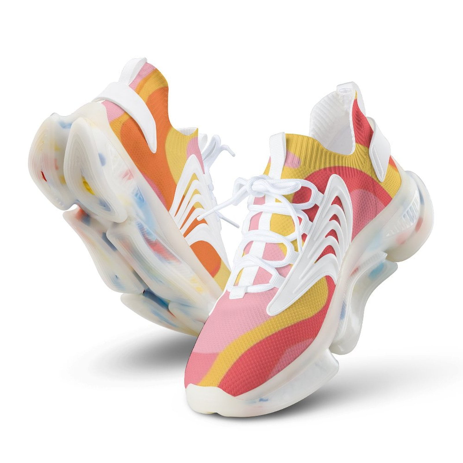 Abstract Pastel Wavy Design Walking Shoes for Men Woman Lightweight ...