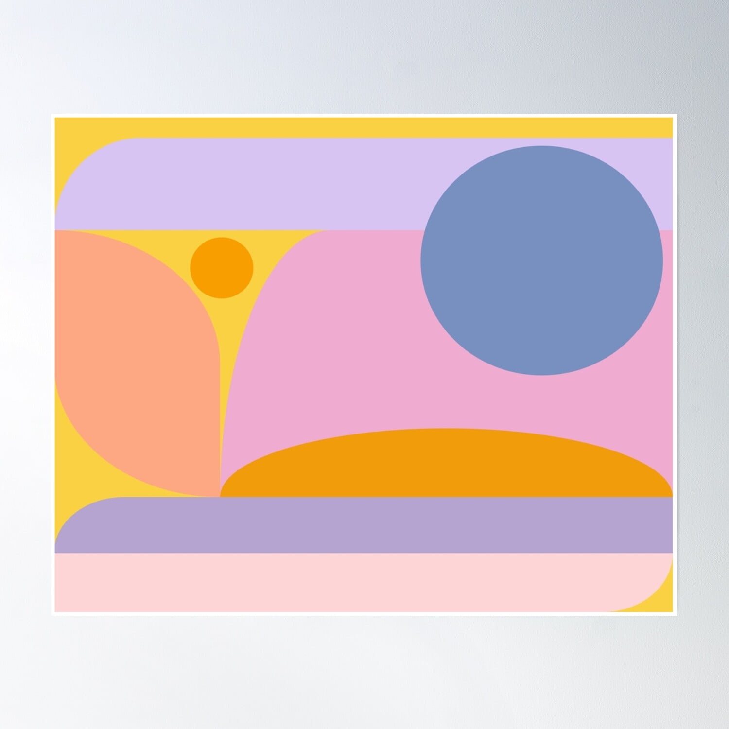 Abstract Pastel Yellow And Pink Color Block Design Poster Wall Art ...