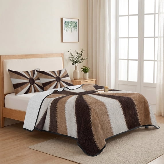 Abstract Patchwork Fur Grain 3 Pieces Quilt Set,1 Quilt with 2 Shams ...