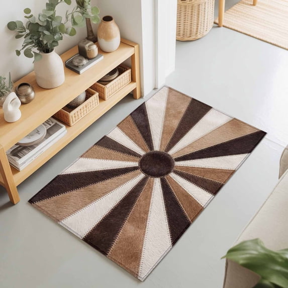 Abstract Patchwork Fur Grain Rectangle Area Rug 2x3ft,Living Room Rug ...