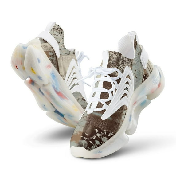 Abstract Patchwork Textile Design Walking Shoes for Men Woman ...