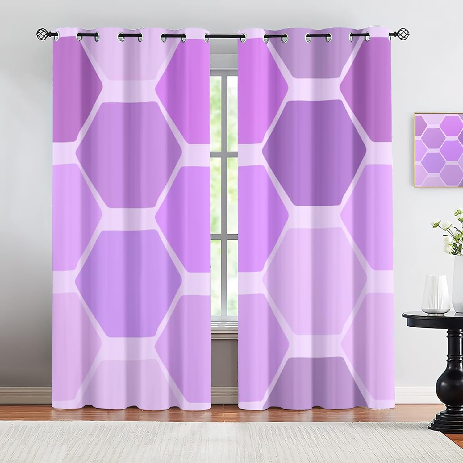 Abstract Pattern 3D Print Curtains, Honeycomb Geometry Blackout ...