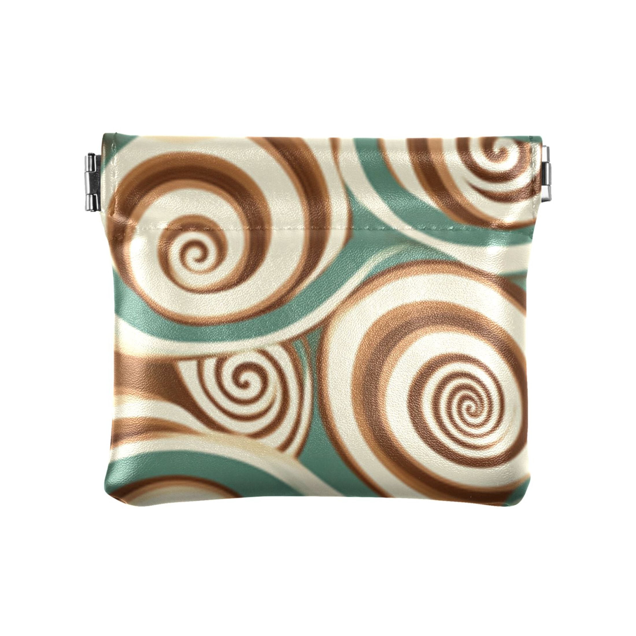 Abstract Pattern Chocolate Swirl Wallet Small PU Leather Change Pouch ...