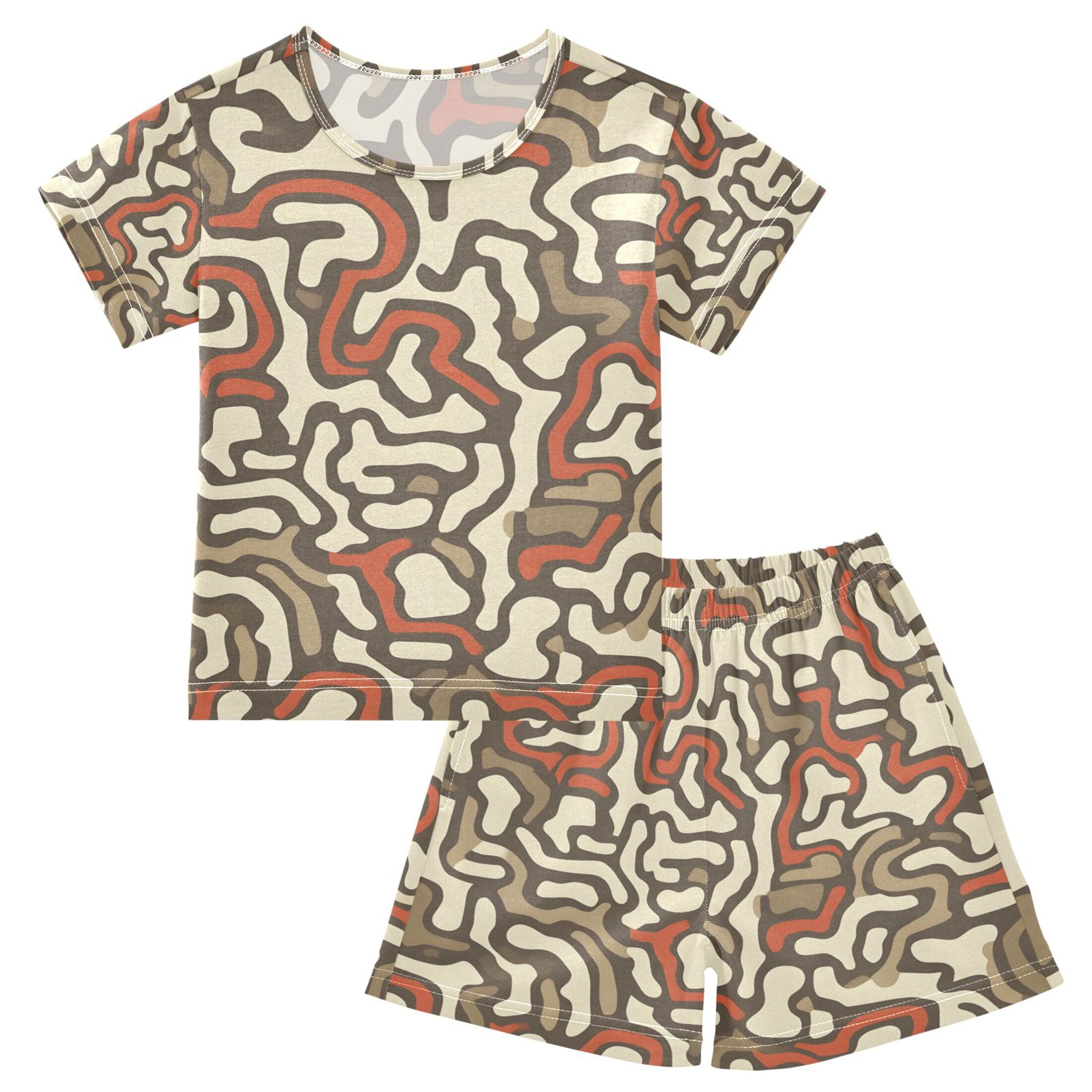 Abstract Pattern Design Summer Pajama Set Soft Cotton Short Sleeve ...