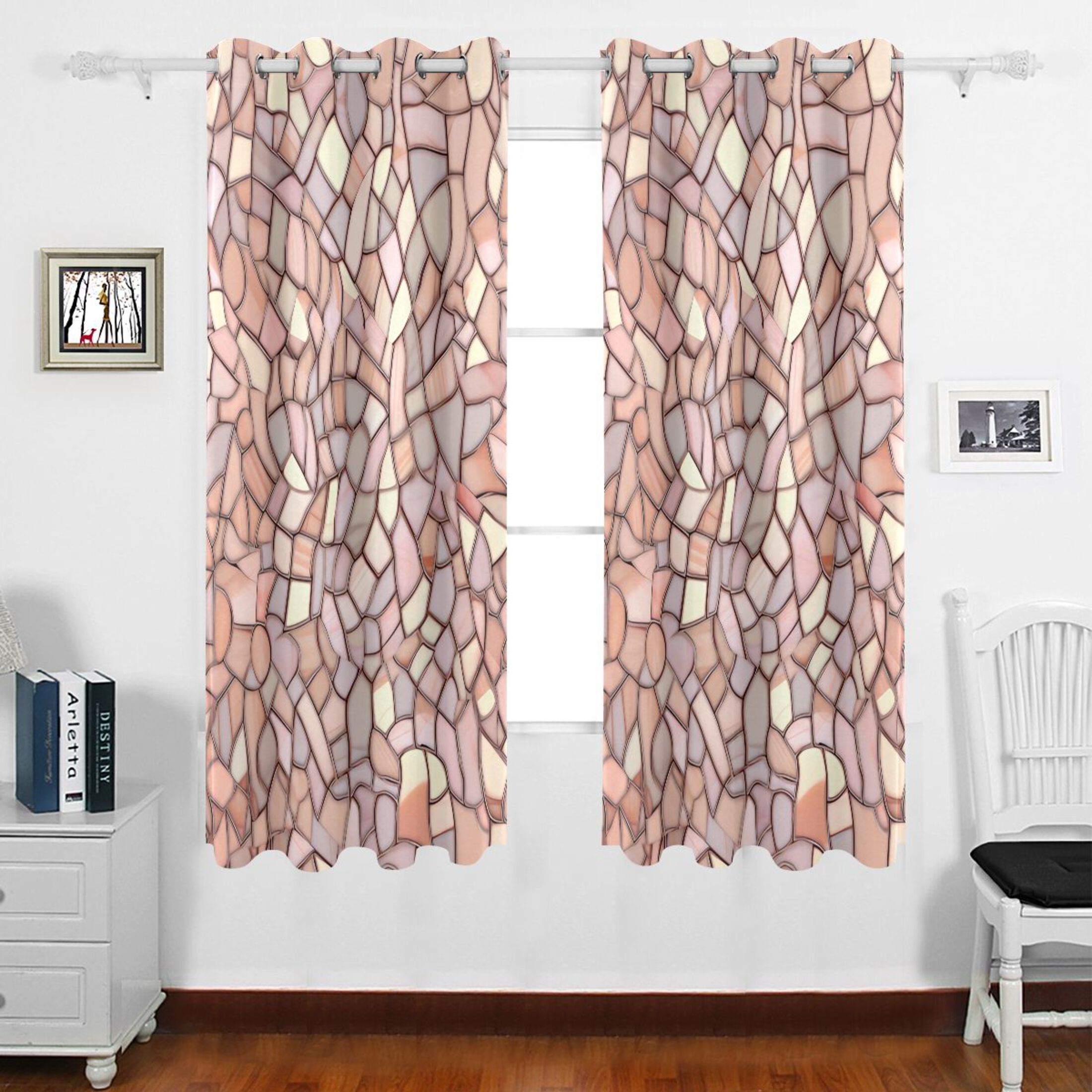 Abstract Pattern Grommet Blackout Curtains Thermal Insulated Window ...