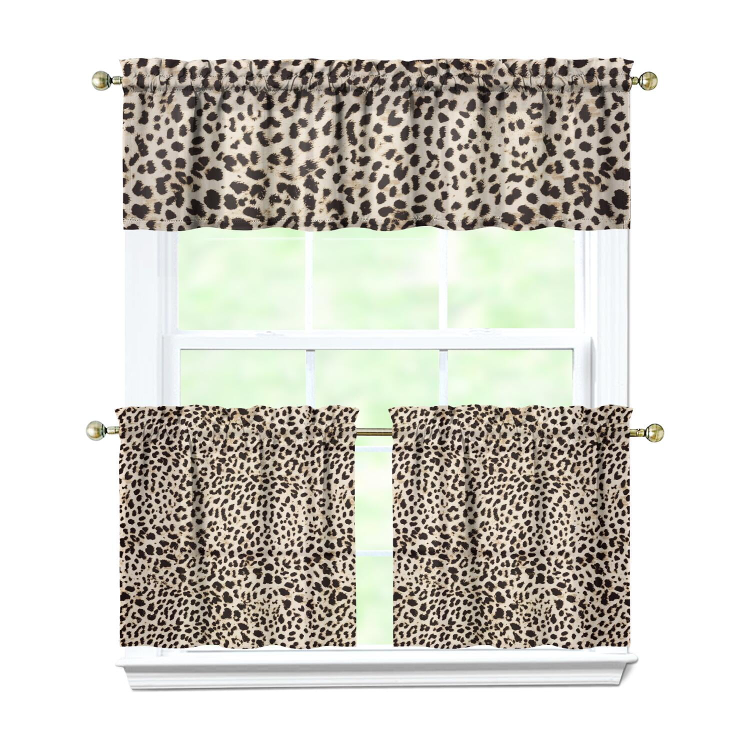 Abstract Pattern Kitchen Curtains Set of 3, Fashionable Print, Semi ...