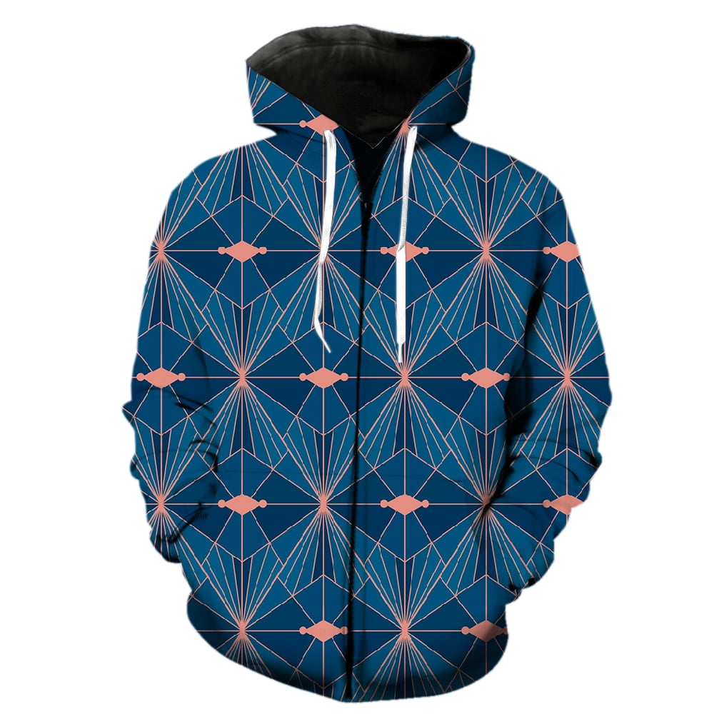 Abstract Pattern Men's Zipper Hoodie 3D Printed Funny Sweatshirts Cool ...
