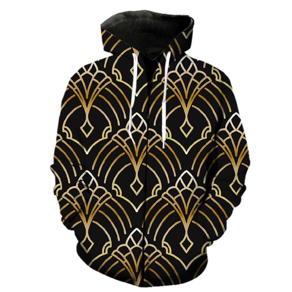 Abstract Pattern Men's Zipper Hoodie Hip Hop Streetwear 3D Print ...