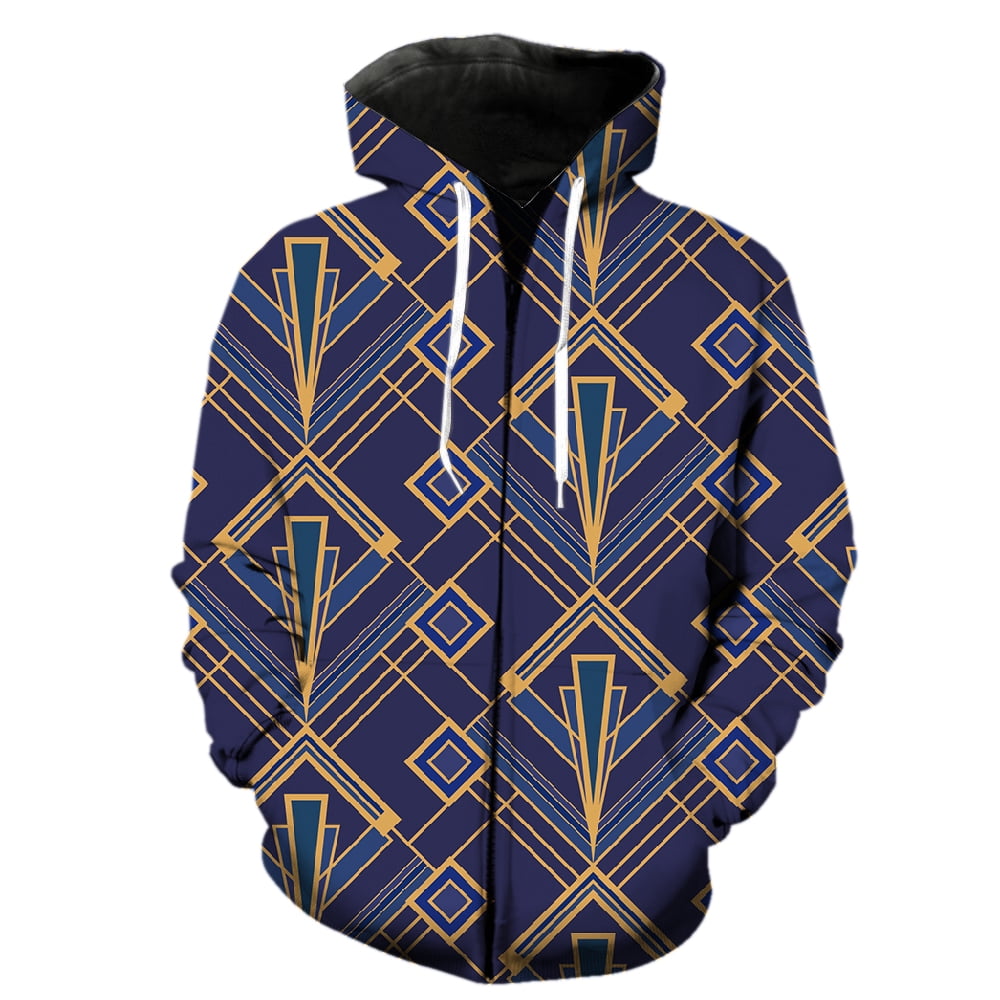 Abstract Pattern Men's Zipper Hoodie Long Sleeve Cool Casual ...